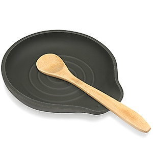 VanlonPro Silicone Spoon Rest for Stove Top - BPA-Free, Heat-Resistant Spoon Holder - Spoon Rest for Kitchen Counter - Large Cooking Utensil Rest for Spoons, Spatulas, Ladles or Tongs - Black