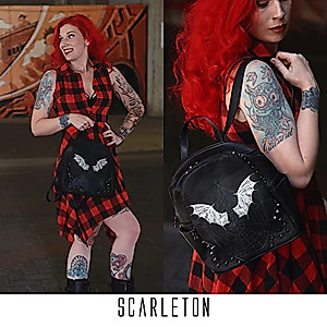 Scarleton Casual Backpack Purse for Women, Punk Skull Backpack, Faux Leather Gothic Shoulder Bag, Rivet Crossbody Bag, H209301A - Black