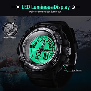 TEKMAGIC 10ATM Waterproof Digital Scuba Diving Watch 100m Underwater for Swimming and Running with Stopwatch and Luminous LCD Display Built-in