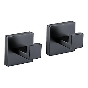 TNOMS 2 Pack Towel Hooks Black Bathroom Coat Hook Robe Hook Stainless Steel Wall Mount Hook fit Bathroom Bedroom Kitchen Hotel Pool