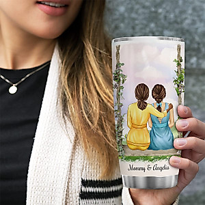 wowcugi Personalized Tumbler The Love Between Mother & Daughter Is Forever Tumblers With Lid 20oz 30oz Double Walled Vacuum Insulated Stainless Steel Coffee Cup For Moms Mothers Day Birthday Christmas