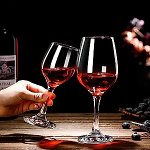 QAPPDA 10 Ounce Wine Glasses,Classic Red Wine Glasses Bulk Set of 12,All-purpose Clear White Wine Glass with Long Stem for Gift,Party,Restaurant