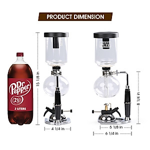 LOEFF&LEE 5 Espresso Cups - Siphon Coffee Maker with MicroBurner (Tabletop Syphon Coffee Brewer - 600ml)