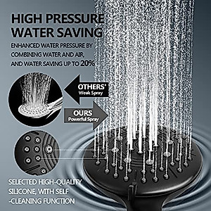 Meterra Black Tub Shower Faucet Set - High Pressure Bathroom Bathtub Faucet Set Complete with 2 in 1 Multifunctional Handheld Sprayer, Matte Black Rain Shower System with Valve, Bath Tub, Trim Kit