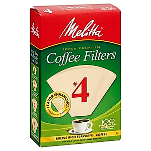 Melitta 4 Cone Coffee Filters, Unbleached Natural Brown, 100 Total Filters Count - Packaging May Vary