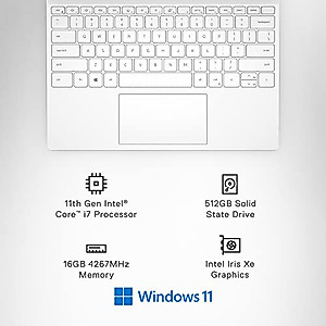 Dell XPS 13 9310 Laptop - 13.4-inch OLED 3.5K (3456x2160) Touchscreen Display, Intel Core i7-1195G7, 16GB LPDDR4x RAM, 512G SSD, Iris Xe Graphics, 1-Year Premium Support, Windows 11 Home - White