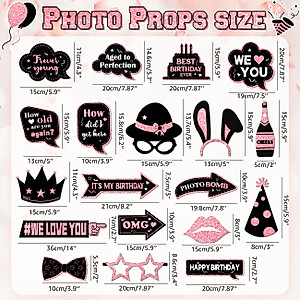 Rose Gold Birthday Party Decorations - Happy Birthday Booth Props & Frame