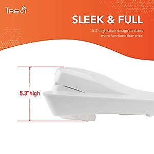 TREVI Bidet Toilet Seat, Elongated White Seat Sleek Design, Warm Air Dryer, Rear & Front Wash, Stainless Steel Nozzle, Nozzle Self-Cleaning, Nozzle Oscillation and Pulse, Korea Made AB210