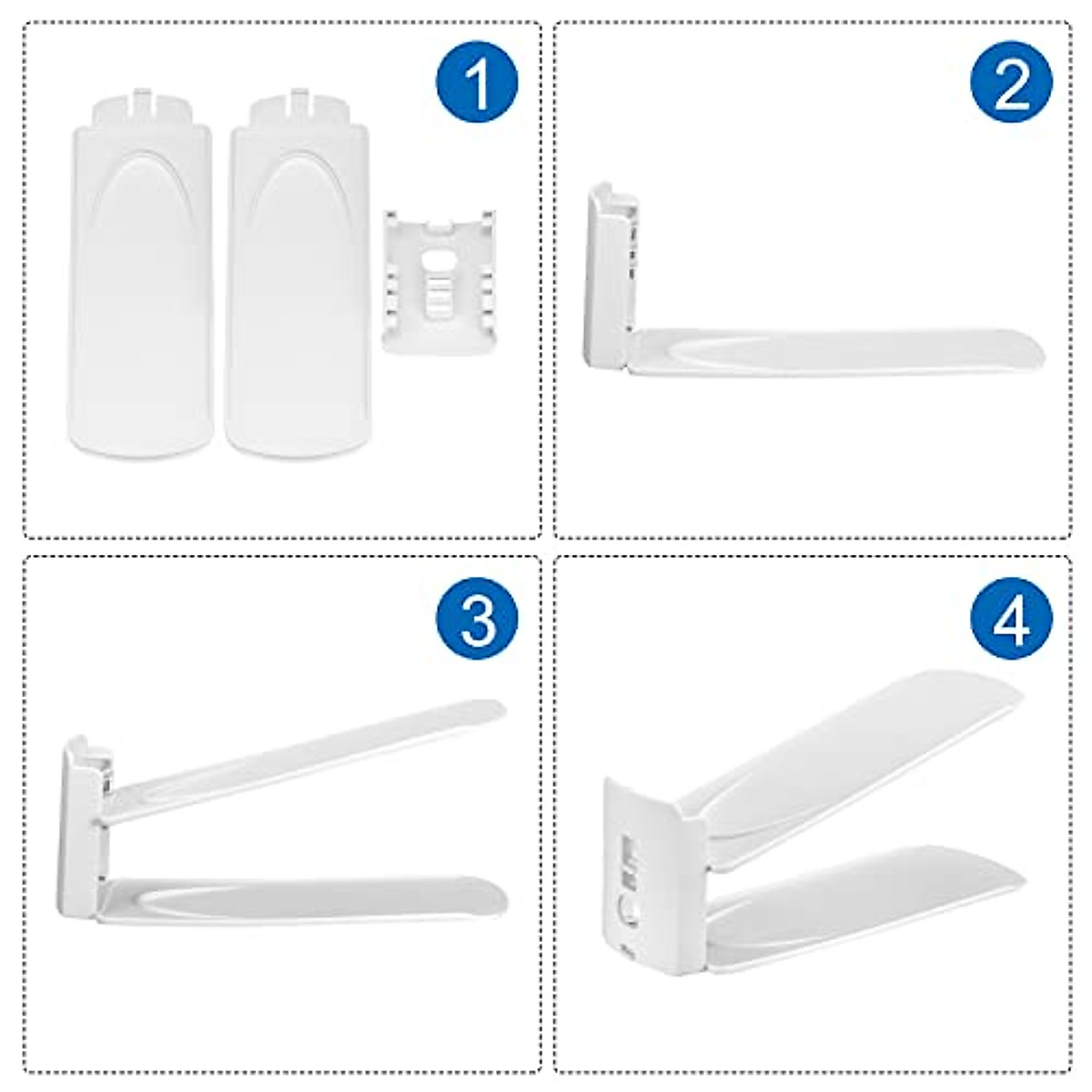 uxcell Shoe Slots Organizer Double Layer Adjustable Heights Shoes Storage Rack White/Pink 1 Set