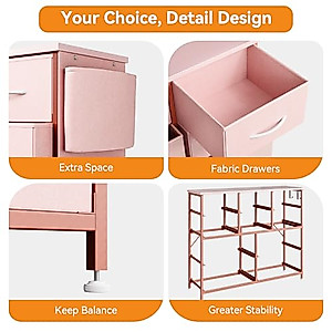Jojoka Dresser for Bedroom with 10 Drawers, Dressers & Chest of Drawers, Fabric Storage Drawer with Side Pockets for Kids Room, Closet, Hallway, Entryway, Living Room