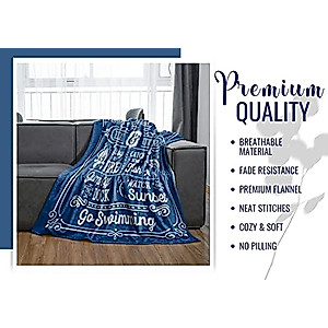 Lake House/Life Gifts Throw, Flannel Blanket for Women Men, 50" x 65" - Funny Lake Rules Quotes - Boating/Fishing Gifts - House Decor Decorations for Home Porch Bed Sofa Room