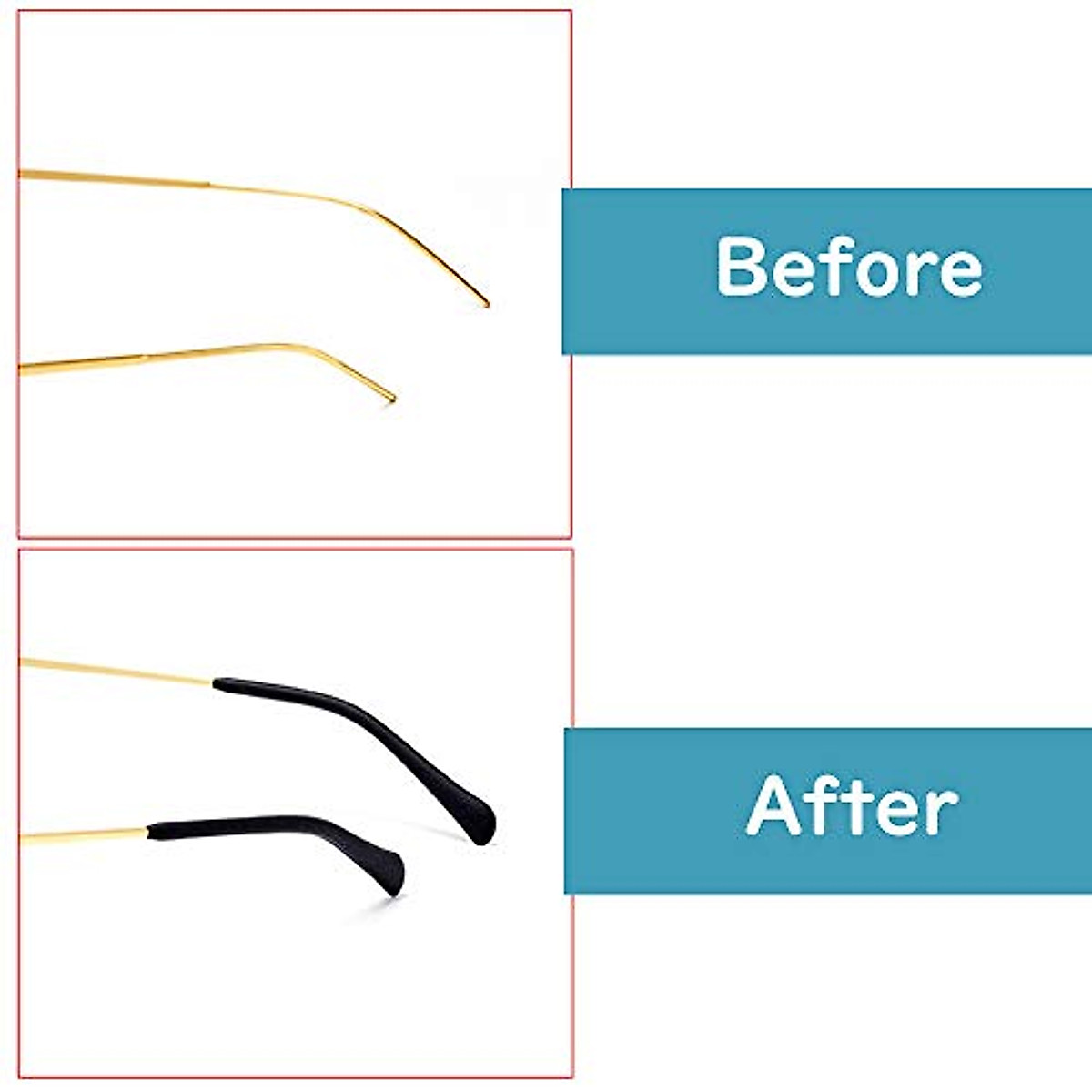 8 Pairs Eyeglass End Tips Ear Sock Pieces Anti-Slip Tube Replacement Tips Silicone for Thin Metal Eyeglass Legs,4 Black/4 White