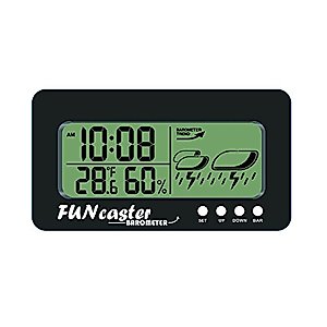 TecScan FUNcaster Barometer Ambient Weather Clock for Golf Cart, Boat, Home, Office Easy to See Time, Temp, Humidity, & Forecast