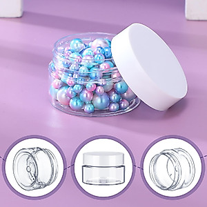 SATINIOR 100 Pcs Plastic Jars with Lids Small Containers Lids Wide Mouth Small Plastic Containers for Lotion Cream Rhinestones Body Butters Travel Storage(1 oz,Clear with White Lid)