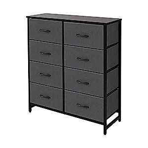 AZL1 Life Concept Storage Dresser Furniture Unit - Large Standing Organizer Chest for Bedroom, Office, Living Room, and Closet - 8 Drawer Removable Fabric Bins - Dark Grey