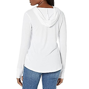 Amazon Essentials Women's Studio Relaxed-Fit Long-Sleeve Cross-Front Hoodie, White, Medium