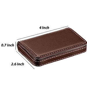 Outus 2 Pieces Business Card Holder, Business Card Wallet Leather Business Card Case Pocket Business Name Card Holder with Magnetic Shut, Credit Card ID Case wallet (Black and Coffee)