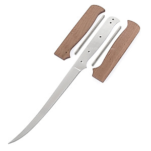 EZSMITH Knife Making Kit - Fisherman's Filet - DIY Fixed Blade - (Blade Blank & Pinstock w/Walnut Handle Scales) - (Gift Boxed) - (USA Design) - (by KnifeKits)