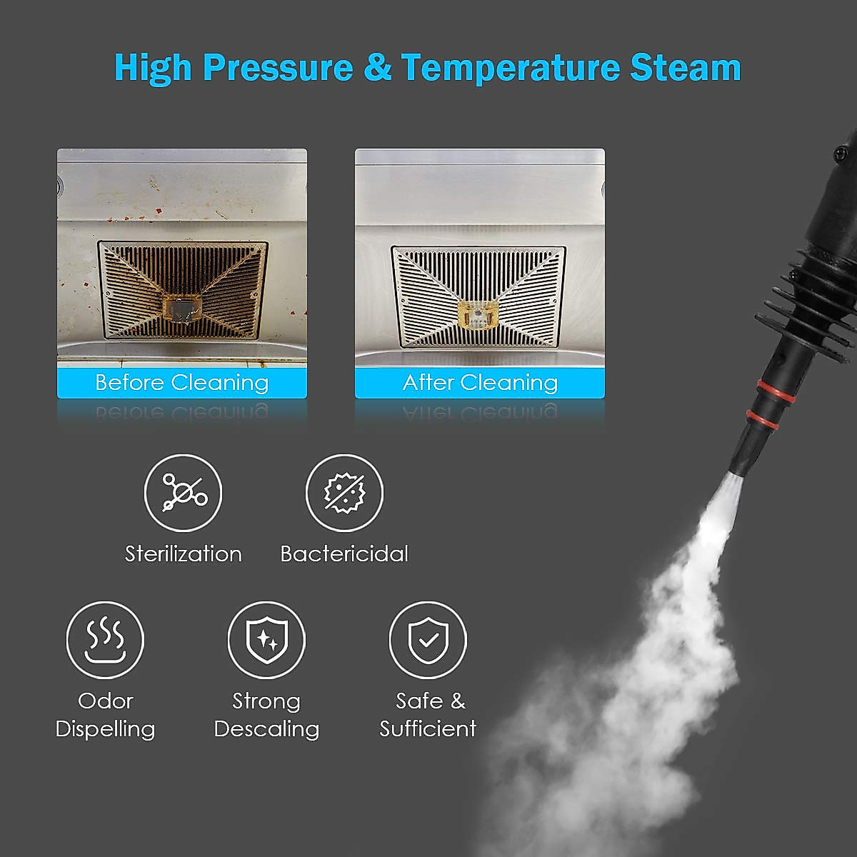 Goplus Handheld Pressurized Steam Cleaner with 9 Piece Accessories, Multipurpose Steamer w/Safety Lock for Carpet Curtain Car Seat, 1050W Portable Upholstery Steamer for Home Kitchen Bathroom(Red)