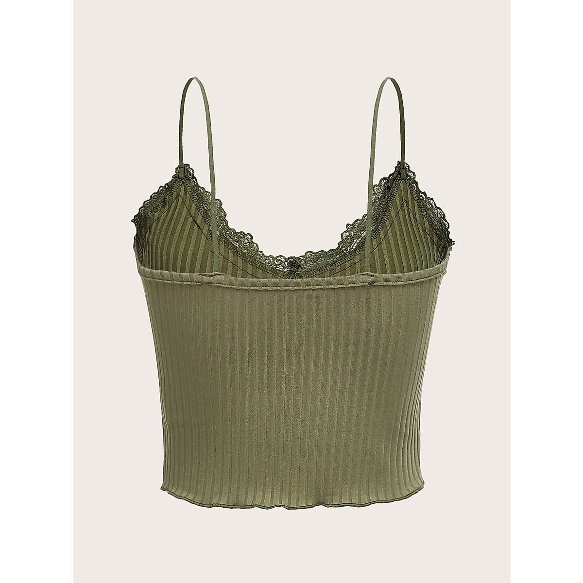 SOLY HUX Women's Y2k Gothic Lace Trim Cami Crop Top Sleeveless Sexy Tank Tops Camisole Clubwear Outfit Army Green M