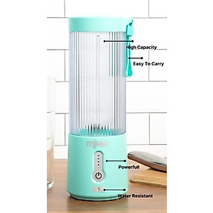 Mixerr Light Mint Portable Blender for Shakes and Smoothies, USB Rechargeable, More blends per charger, cordless blender On-the-Go 450 ml Juicer Cup for Sports, Travel and Outdoors (Light Mint)