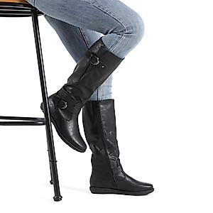 DREAM PAIRS Women's Faux Fur-Lined Knee High Winter Boots,Size 8,BLACK,SUMMIT