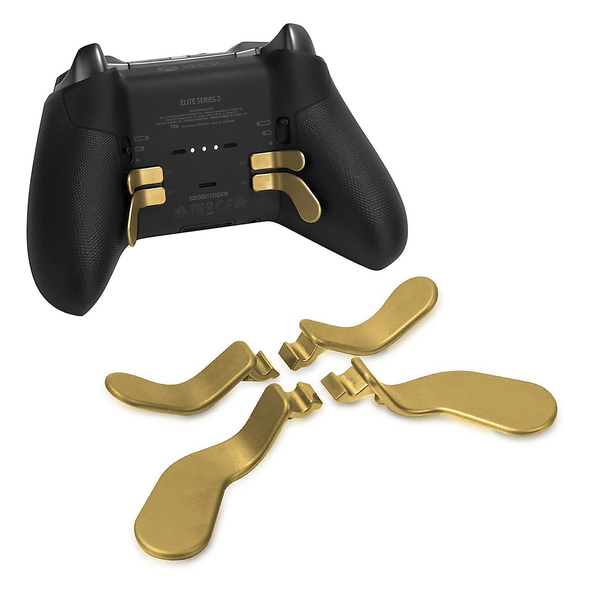 Metal Paddles Accessories for Xbox Elite Controller Series 2 Core, Thumbsticks Replacement Parts for Elite Series 2 Controller, Component Pack Includes Replacement Joysticks, D-Pad & Paddles(Gold)