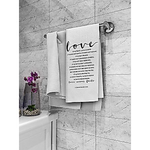 Dibor Christian Kitchen Towels Dish Towels Dishcloth,Bible Verse Scripture Corinthians 13:4-8 Decorative Absorbent Drying Cloth Hand Towels Tea Towels for Bathroom Kitchen,Christian Girls Women Gifts