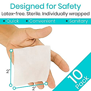 ViveCare Calcium Alginate Wound Dressing (10 Pack) - Individually Wrapped, Sterile Gauze Pads - Absorbent Sterile Patches for Ulcer, Bed Sore, G Tube, & Diabetic Foot - Non-Stick Burn Treatment