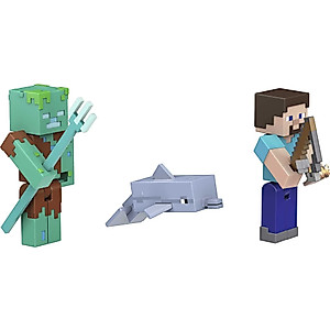 Mattel Minecraft Treasure Hunt Adventure Pack Figures, Accessories and Papercraft Blocks, Complete Play in a Box, Toy for Kids Ages 6 Years and Older