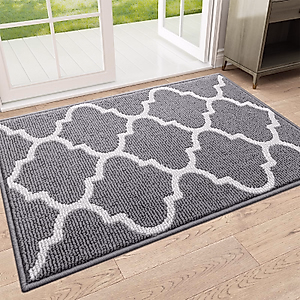 OLANLY Indoor Door Mat, 20x32, Non-Slip Absorbent Resist Dirt Entrance Mat, Washable Low-Profile Inside Floor Mat Doormats for Entryway, Grey