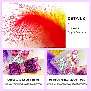 Bnikion Sweet Mini Top Hat Headband with Multicolor Feathers
