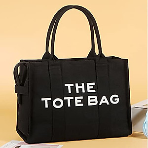 GOTOANT Canvas Crossbody Tote Bag for Women Canvas Tote Bags With Zipper for School And Work Crossbody Bag Personal Shoulder Tote (black)