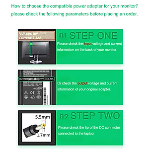 AC Power Supply Cord for Acer LCD Monitor G246HL G237HL G276HL H236HL S230HL S202HL S231HL S232HL H276HL G236HL G206HL S240HL S220HQL H277H S271HL G247HL H226HQL G226HQL S241HL G206HQL Adapter