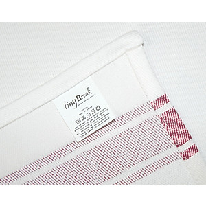 Tiny Break 100% Natural Cotton Kitchen Towel 17 x 27 Inch, 12 Pack, White with Red Stripe