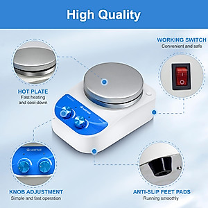 WEST TUNE Magnetic Stirrer Hot Plate Max 716℉/380℃, 3000mL Stirring Capacity Magnetic Stirrer with Heat, Magnetic Stirrer with 5.5 Inch Magnetic Stir Plate & 1500 RPM Magnetic Stirrer Hot Plate Mixer