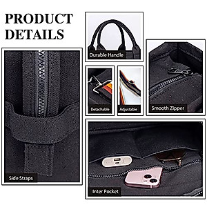 The Tote Bags for Women Travel Handbag Canvas Shoulder Bag with Zipper Crossbody Purse for Office, Travel, School (White)