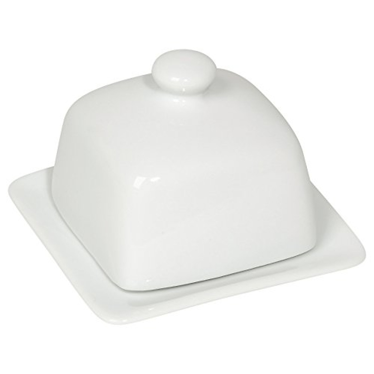 Now Designs Stoneware Square Butter Dish with Lid, White 4.5 x 4.5 in