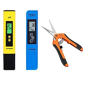 VIVOSUN pH and TDS Meter Combo and 6.5 Inch Gardening Hand Pruner Pruning Shear with Straight Stainless Steel Blades Orange