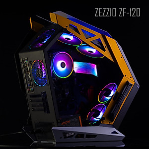 Zezzio 3PCS 120mm Addressable RGB PWM Case Cooling Fan for PC Cases with Controller(3pcs 12cm)