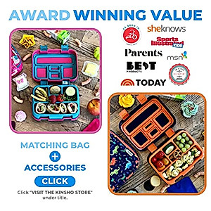 Bento Lunch Box for Kids Toddlers Boys Girls, 5 Portion Sections Secure Lid, Microwave Safe BPA Free Removable Tray, Pre-School Kid Daycare Lunches Snack Container, Unicorn Dinosaur 2 pack