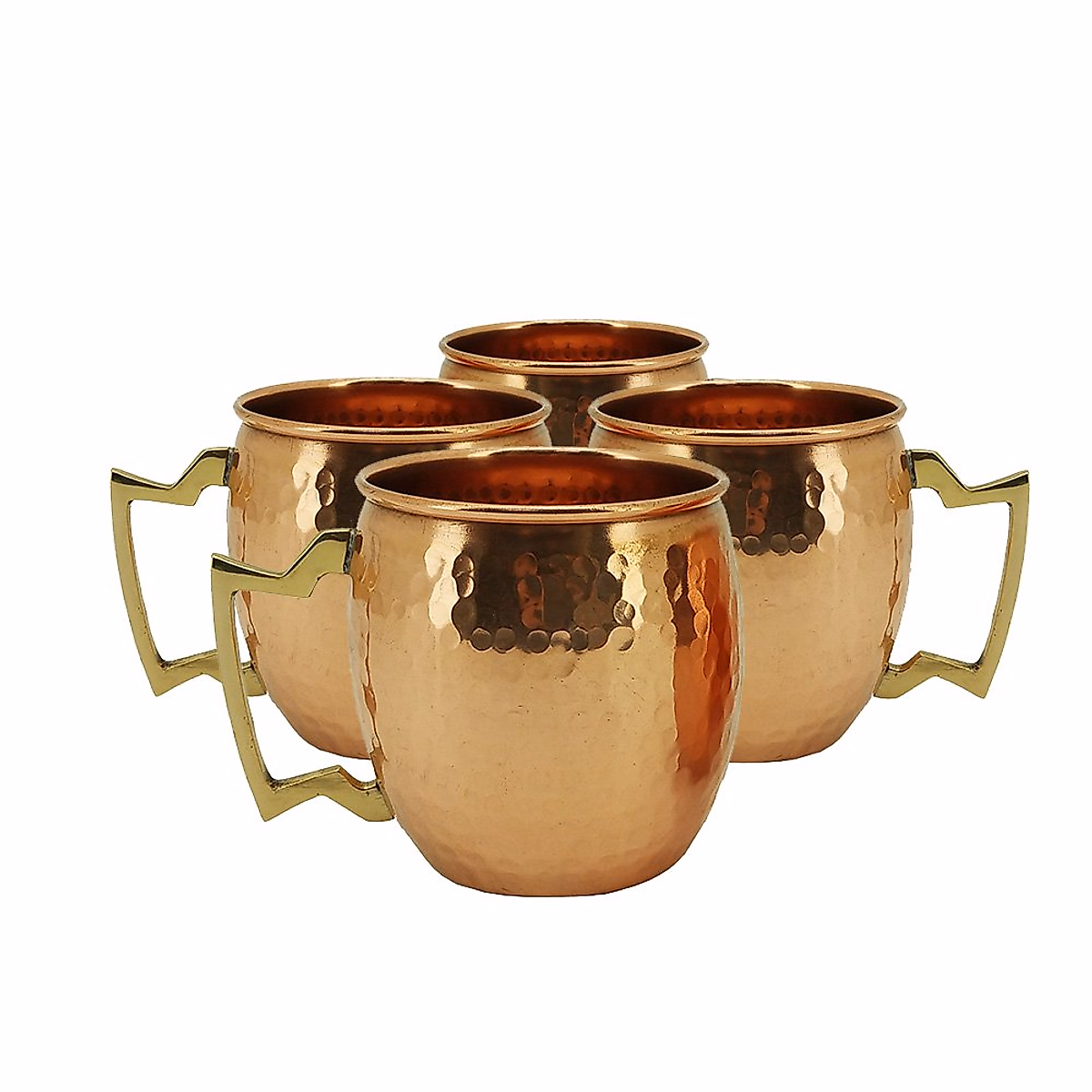 Set of 4 Modern Home Authentic 100% Solid Copper Hammered Moscow Mule Mug - Handmade in India