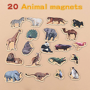 Steventoys Refrigerator Magnets for Kids Zoo Animals,Fridge Magnets for Toddlers Kids Magnets Toys Toddler Learning Developmental Toys Magnetic Toys for Baby Kids Wooden Animal Magnets