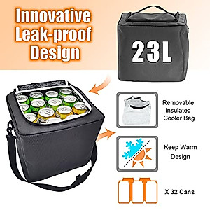 EAROND Car Trunk Organizer with Portable Leakproof Cooler Bag,Foldable Cover,Adjustable Securing Straps,Collapsible Trunk Organizer for Car,SUV,Truck and Other Vehicles(4-in-1 with Cooler)