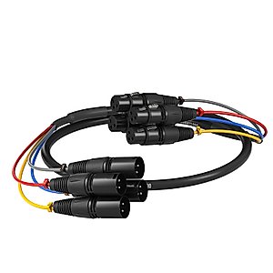 Phenyx Pro 3Ft XLR Snake Cable, Color-Coded XLR to XLR Patch Cable, 4- Channel Male to Female XLR Cable w/OFC Copper, Balanced Microphone Cable for Mixers, IEM & Mic Systems