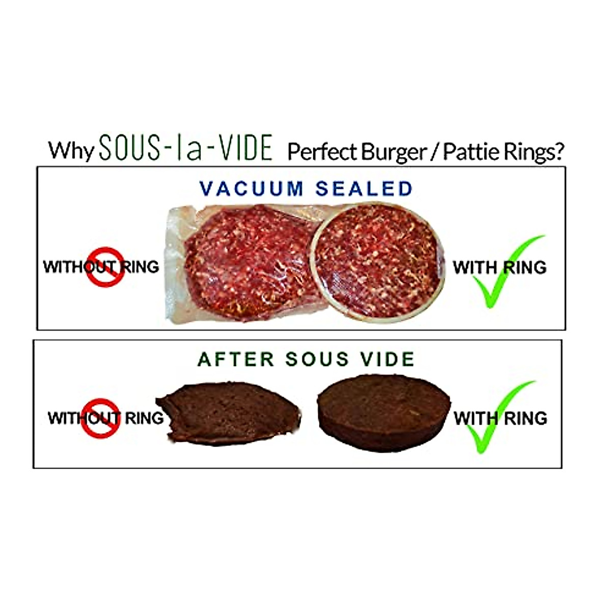 Sous Vide Perfect Hamburger/Burger Immersion Cooking Rings, SET of 6 (1/3 LB. Rings)