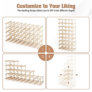 Giantex 36-Bottle Wine Rack Freestanding Floor - Wooden 5-Tier Stackable Wine Storage Shelves, Wine Racks Countertop for Pantry, Cabinet, Small Place