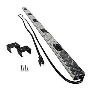 Wiremold Plugmold Tough 10-Outlet Power Strip with Circuit Breaker, Diamond Plate, 4 Feet(PM48TC)