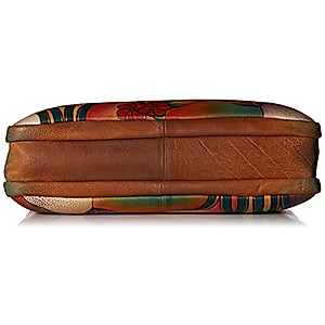 Anna by Anuschka Satchel Handbag-Leather, Butterfly Glass Painting