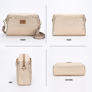 GAYI URBAN Glitter Crossbody Bags for Women, Sparkle Shoulder Handbags with Chain, Ladies Clutch Purses with Zipper Closure (Champagne)